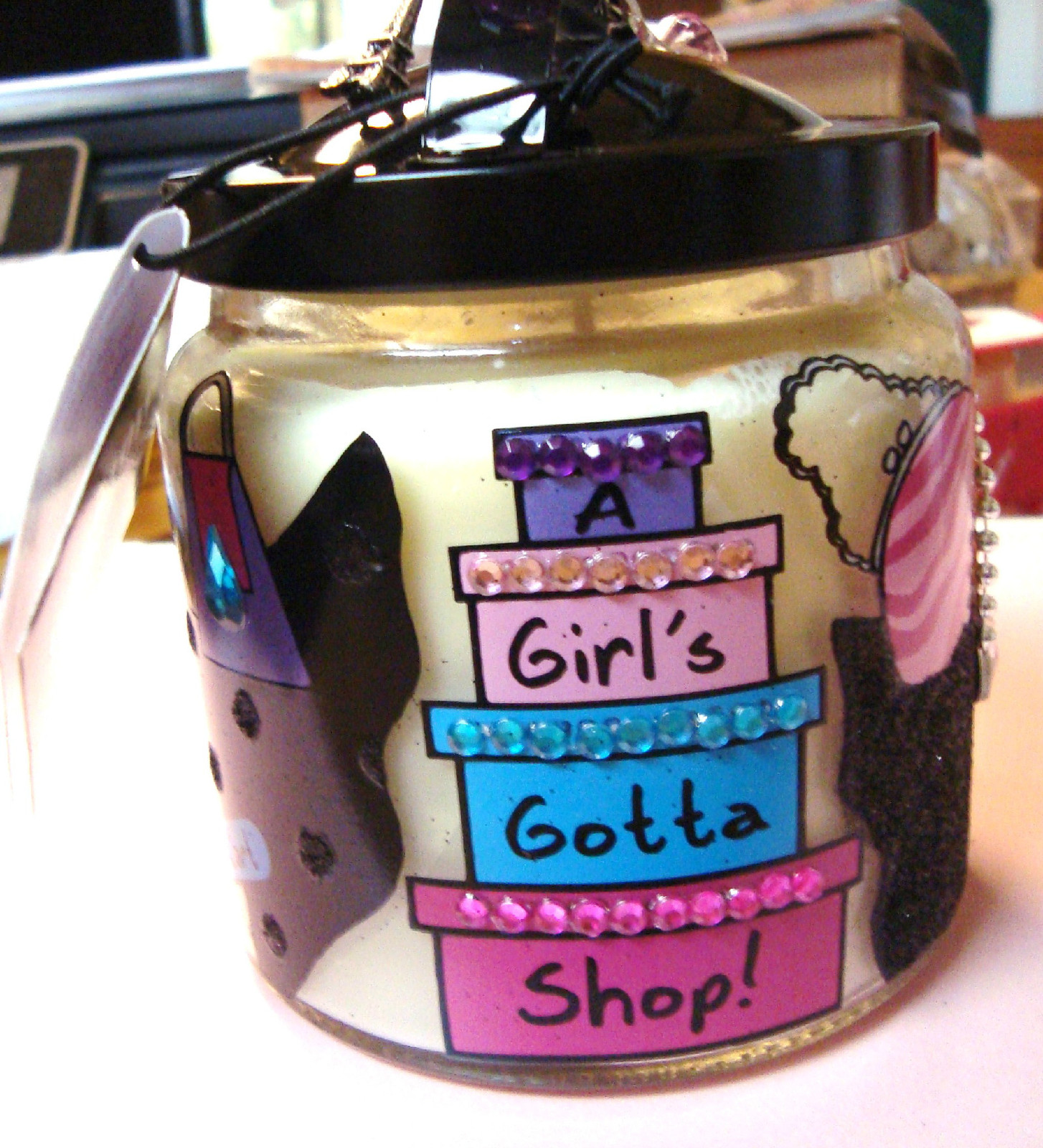 Candle Big Chunky Beaded Dangles on Lid Jeweled 16 Oz. Girls Gotta Shop ...