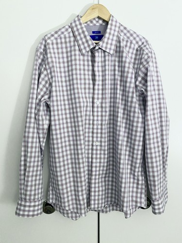 Egara Mens XL Slim Fit Red/Grey Plaid Long Sleeve Plaid Button Front ...