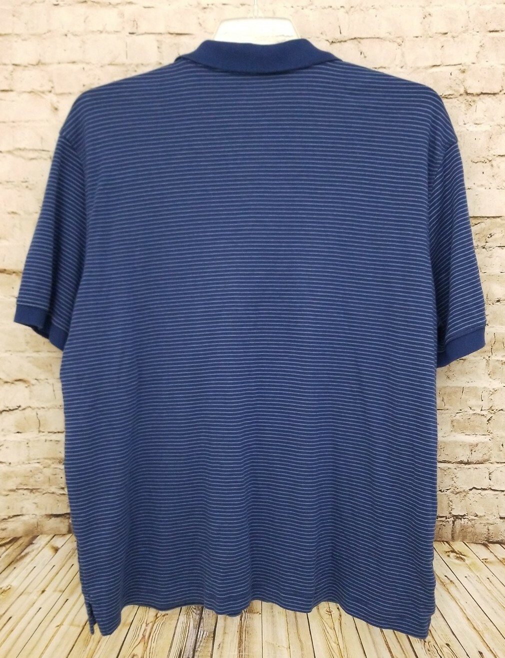 George Mens Size 46 48 XL Polo Blue White Striped Golf Shirt | eBay