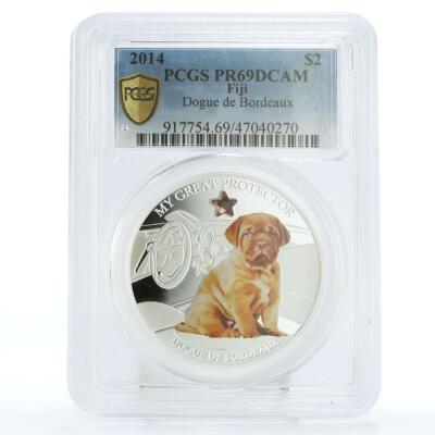 Fiji 2 dollars Dogue de Bordeaux French Mastiff Dog PR69 PCGS silver ...