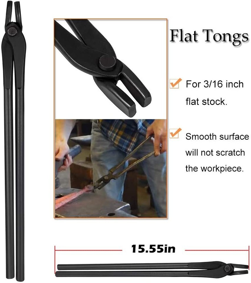 Blacksmith Tongs Tools Set Flat Tongs & Square Jaw Tongs, Bolt Tongs ...