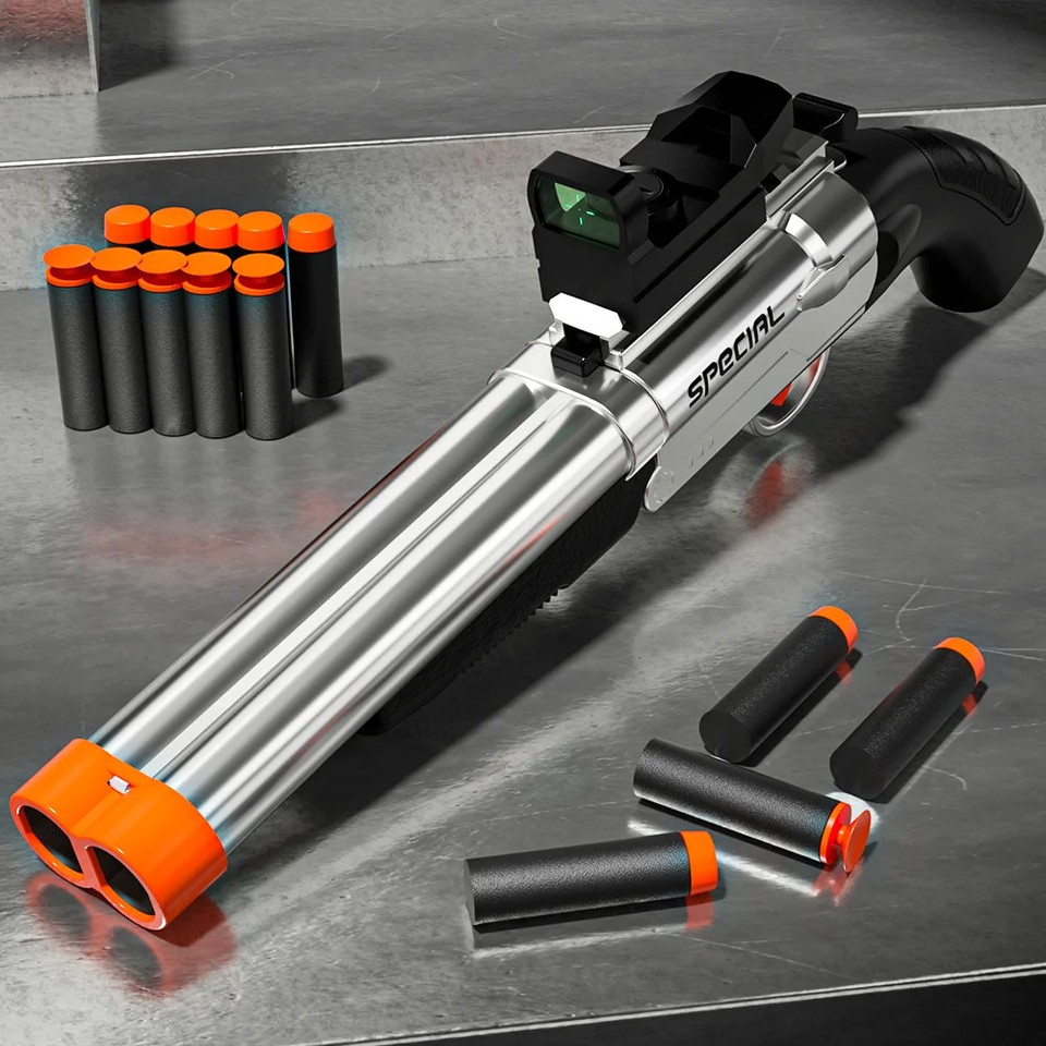 Toy Gun Soft Bullets,Rifle Short Double Barrel Shotgun Toys with EVA ...