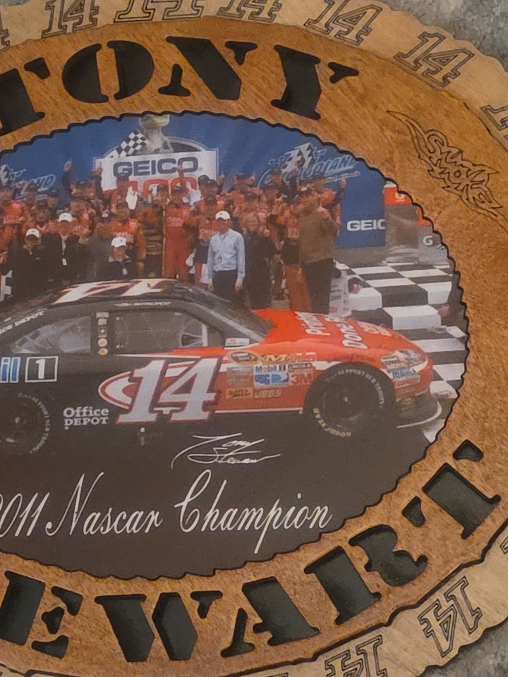 Tony Stewart # 14 Nascar Wood Cutout Sign 12" x 10.5" Rubber Back 2011 ...
