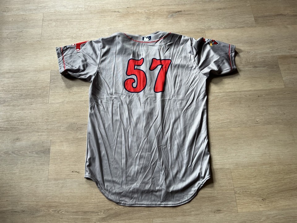 #57 Team Issued Portland Sea Dogs Gray Road Jersey Red Sox | eBay