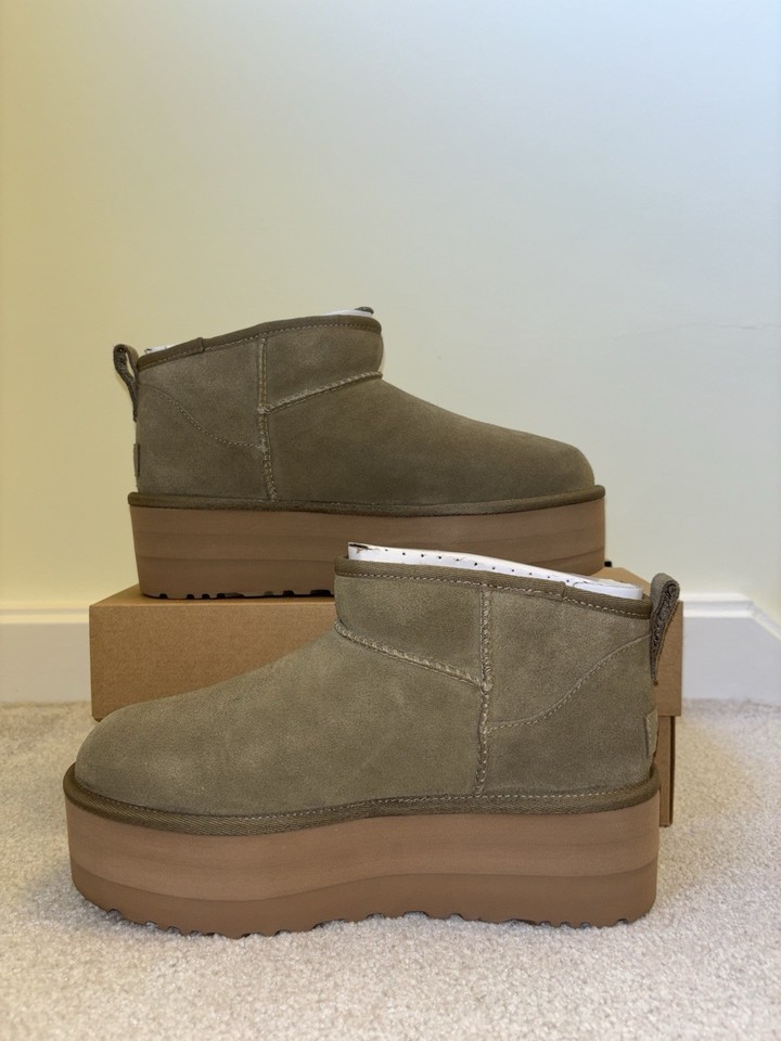 Ugg Classic Ultra Mini Platform Antelope Slippers - Size Uk 7 | eBay