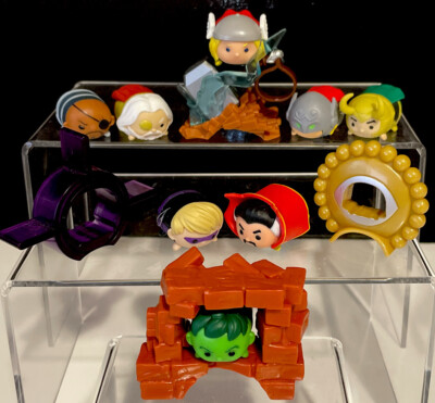 MARVEL TSUM TSUM THOR AVENGERS SET FIGURES& STANDS LOT OF 12 THOR HULK ...
