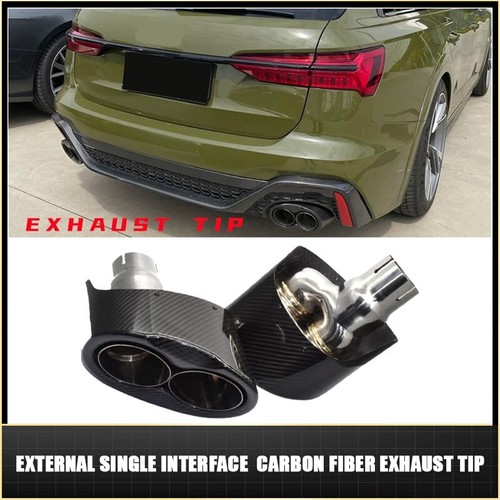 Carbon External Single inner Exhaust Tip For Audi RS3 RS4 RS5 RS6 RS7 ...