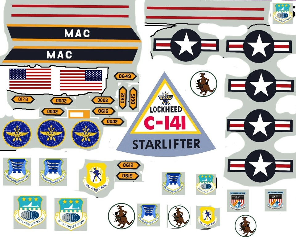 AURORA C-141A STARLIFTER or KC-135 or OTAKI C-5 GALAXY -REPRO DECALS ...