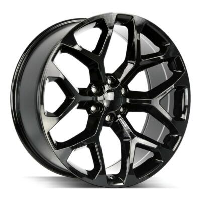 22 inch 22x9 Strada Replica SNOWFLAKE Gloss Black wheels rims 6x5.5 ...