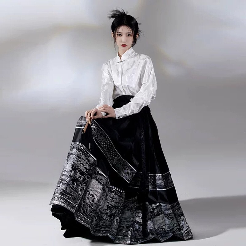 Comfy Fashion Skirt Polyester Printing Traditional Ming Dynasty Casual ...