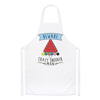 Beware Crazy Snooker Man Chefs Apron - Funny Sport Cooking Baking ...