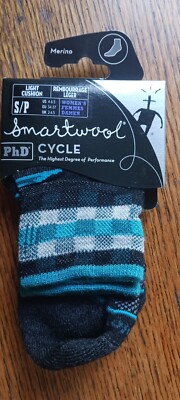 Smartwool socks women S SM small phd cycle plaid Light merino wool mini Black | eBay