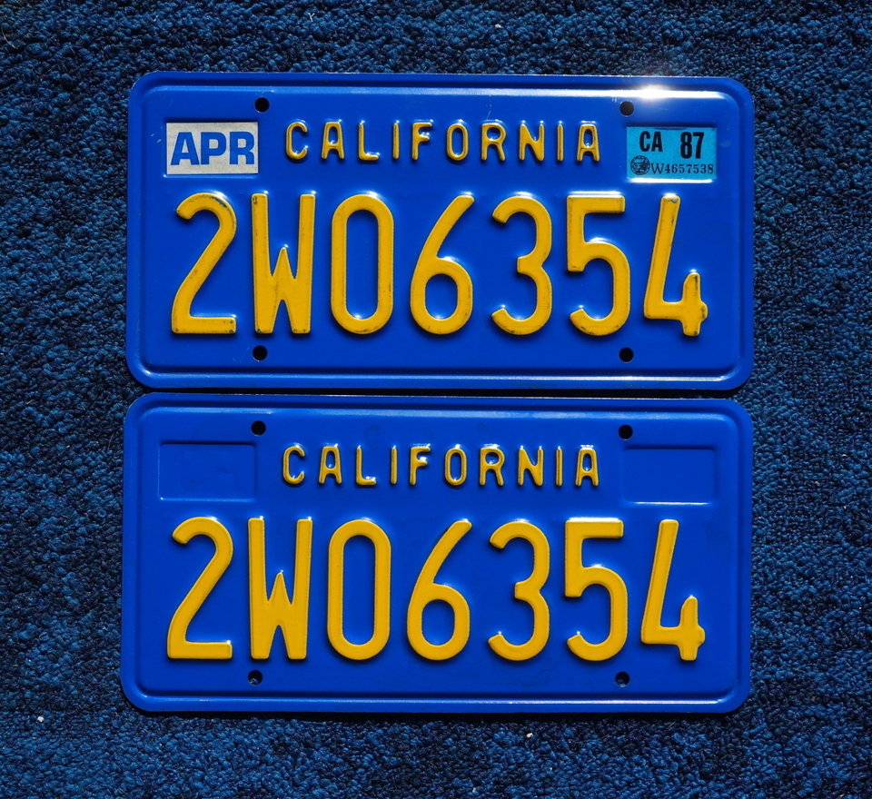 1987 CALIFORNIA License Plate Plates PAIR / SET - Nice Original | eBay