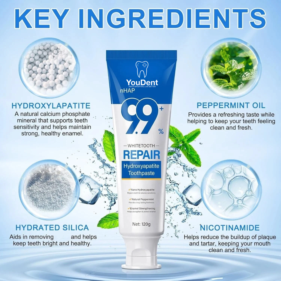 9.9% Hydroxyapatite Toothpaste 2 Pack, Fluoride-Free Nano ...