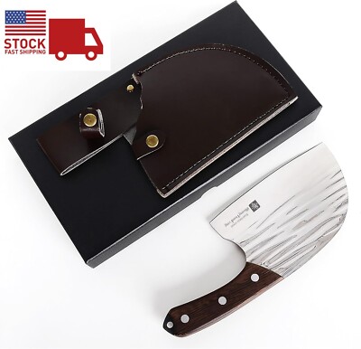 Meat Cleaver Butcher Kitchen Knife Serbian Chef Knife W/ Sheath ...