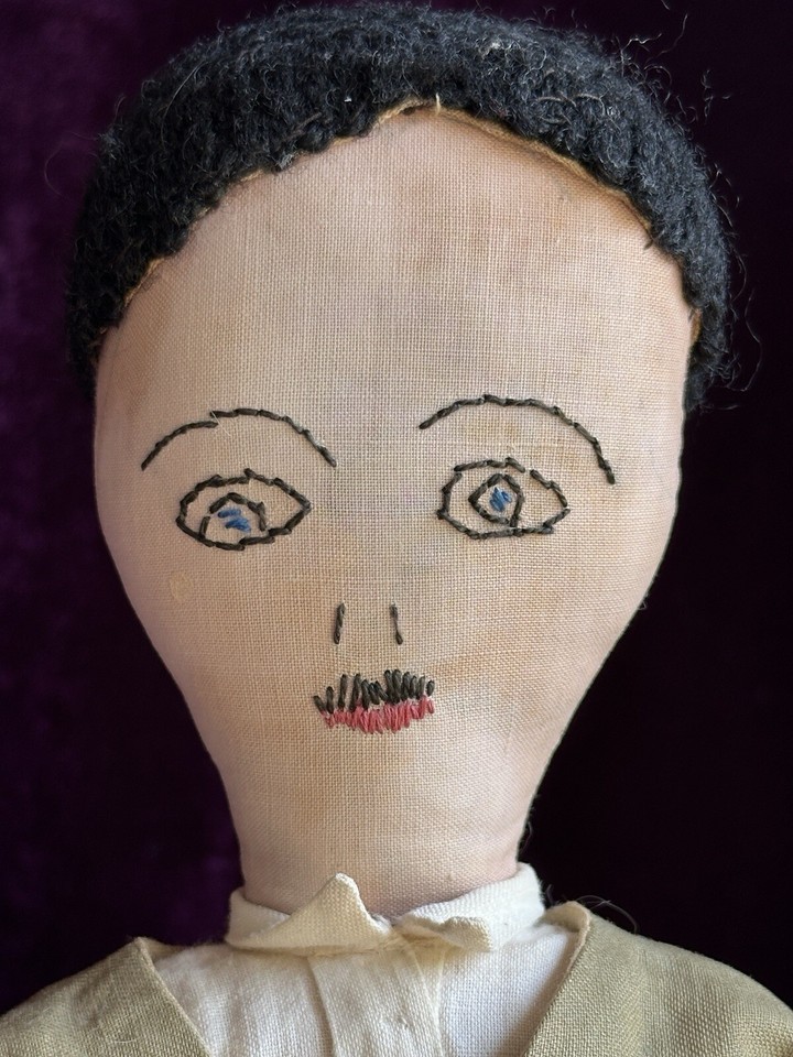 Antique American Primitive 15” Handmade Cloth Rag Folk Soldier (?) Doll ...