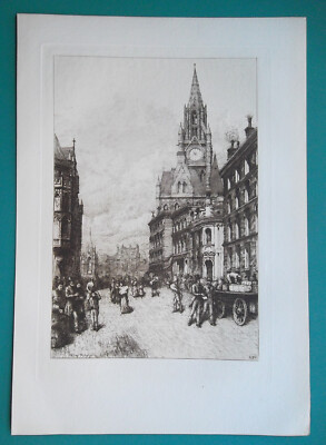 ENGLAND Manchester Town Hall - 1881 Original Etching Print by Riley | eBay