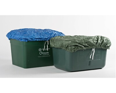 2x Recycling Box/Bin Cover/Lid - Elasticated, Tie on, 1X BLUE AND 1X ...