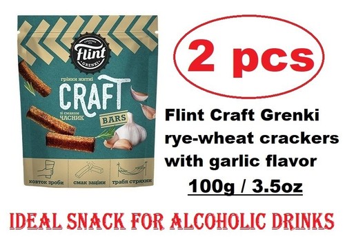 2 pcs Toasts Flint Craft Grenki rye-wheat crackers with garlic flavor ...