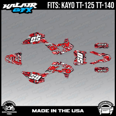 Graphics Kit for Kayo Pit Bike TT 125 TT 140 (2021+) Snagged - Red | eBay