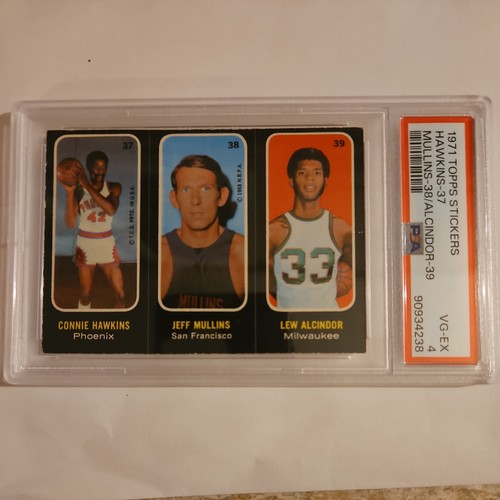1971 Topps Stickers Basketball Hawkins 37/Mullins 38/ Alcindor 39 ~ PSA ...