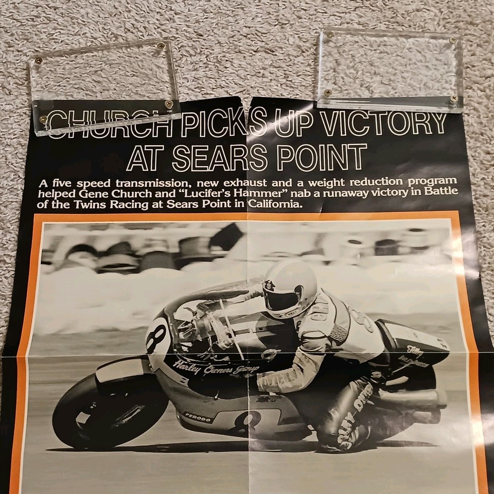 Vintage Harley Davidson Racing Gene Church Poster AMA Twins Racing ...