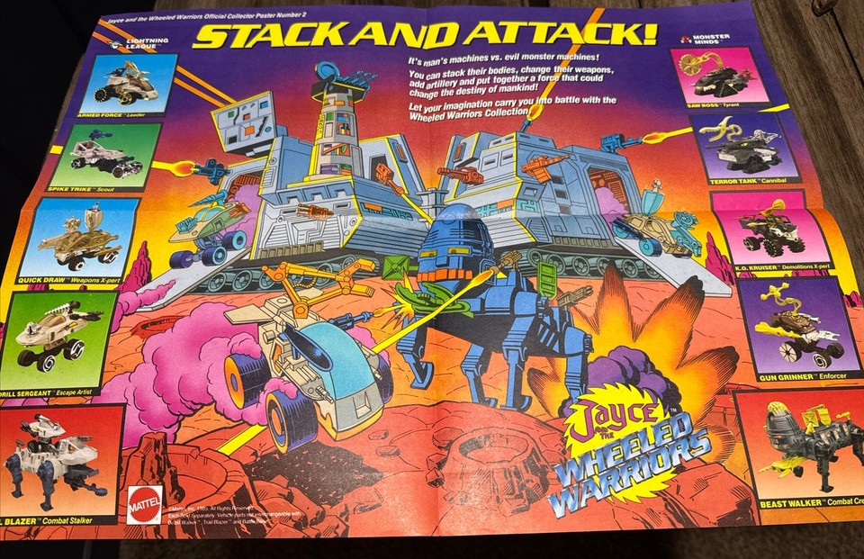 Wheeled Warriors STACK AND ATTACK POSTER Booklet Comic Original Mattel 1985 Art | eBay