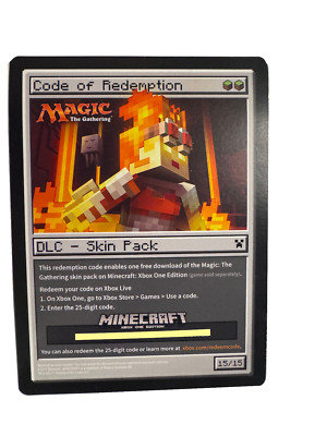 MTG Minecraft Xbox Promo Card - DLC Skin Pack - Code of Redemption - 8 ...