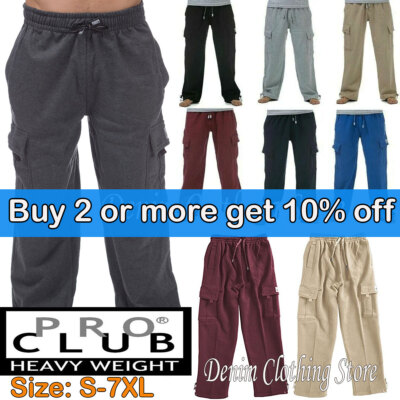 Pro Club Men's Heavyweight Track Fleece Cargo Pants Sweatpants S~7XL | eBay