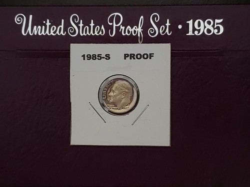 1985-S~ ROOSEVELT CLAD~ DIME PROOF GEM U.S. MINT COIN PROOF IN 2X2 ...