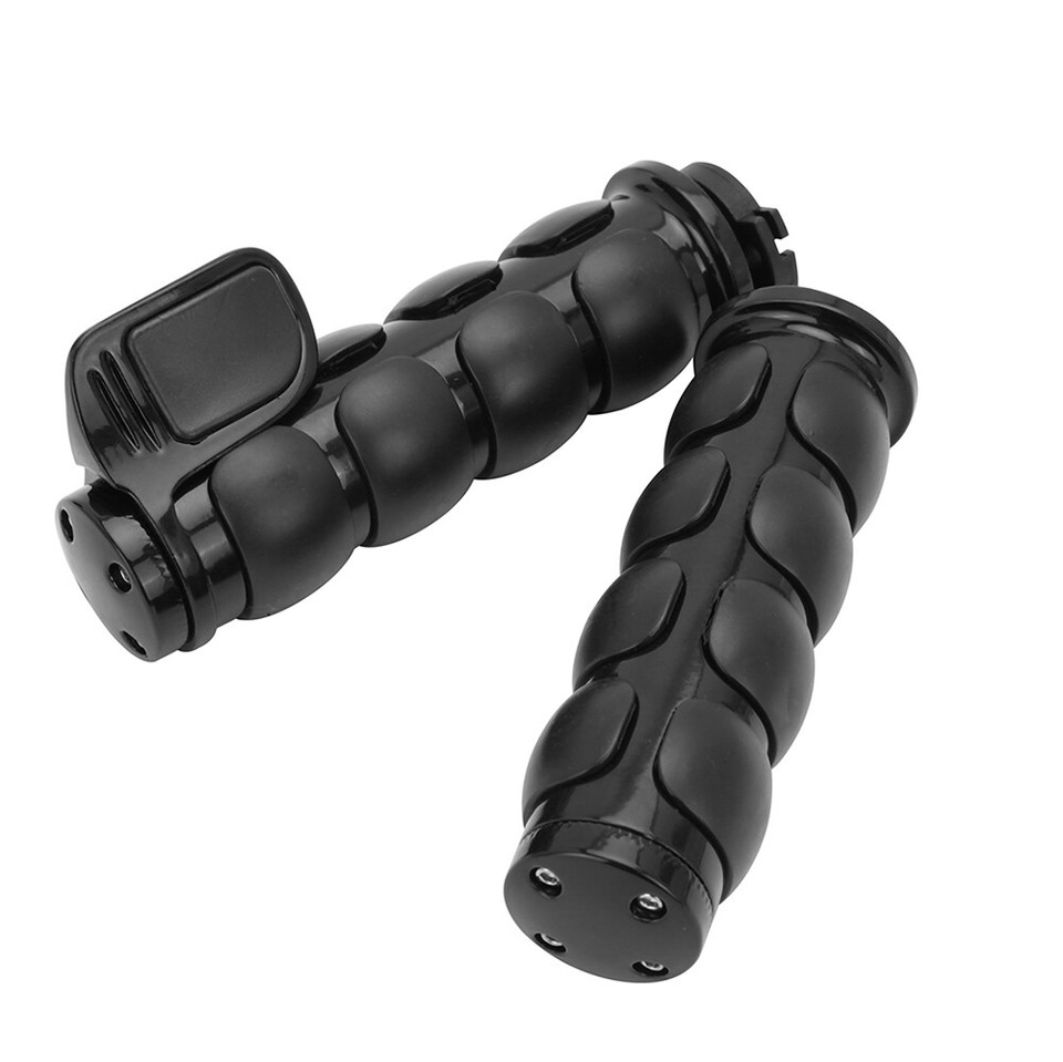 Black 1" Handlebar Grips Throttle Boss Fit For Harley Davidson Softail ...