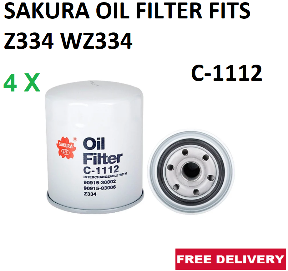 4 X SAKURA OIL FILTER FITS Z334 WZ334 C-1112 | eBay