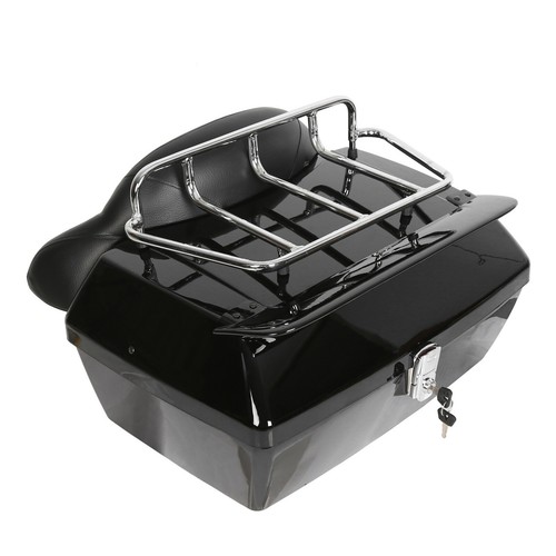 Black Motorcycle Trunk Tail Box Luggage Case top rack For Honda Harley ...