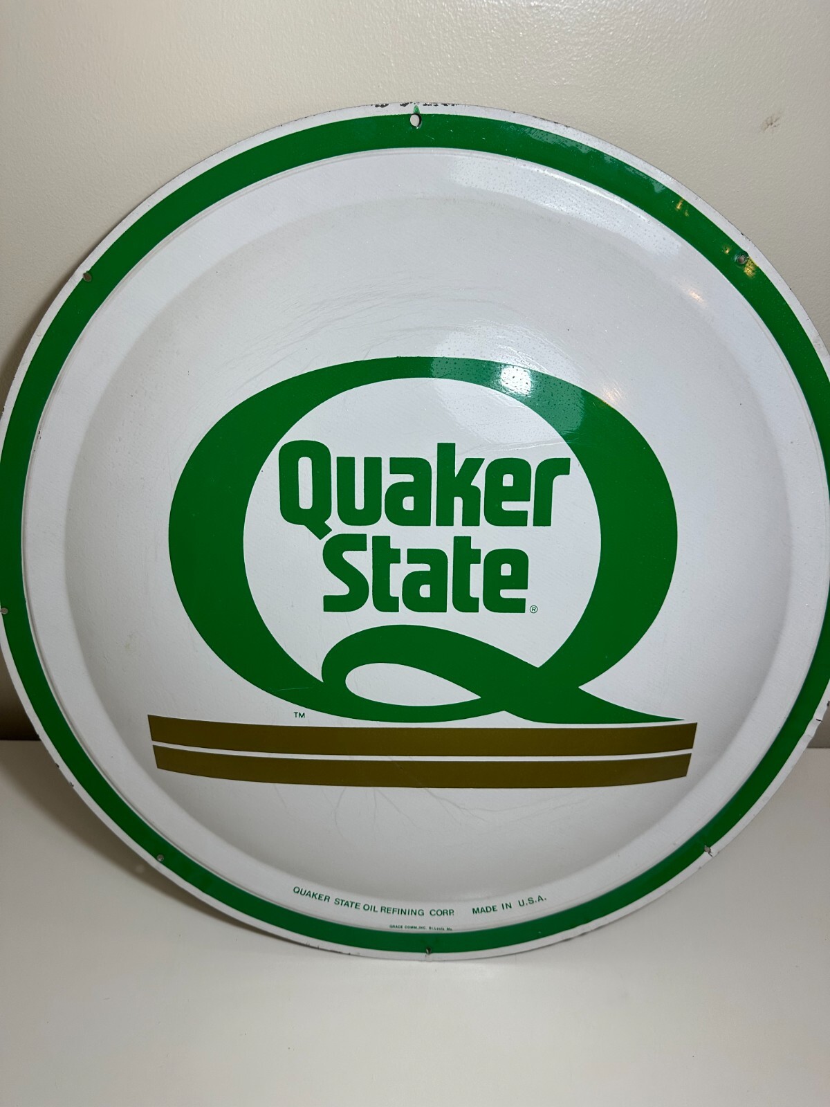 Vintage QUAKER STATE MOTOR OIL Gas Station Advertising 3D Bubble Button ...