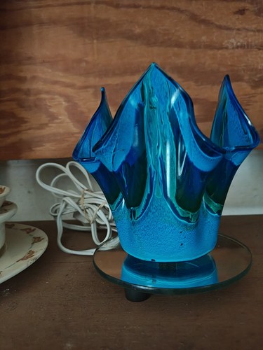 Vintage Hand Blown Blue Glass Lamp Murano Style Lamp | eBay