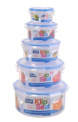 Airtight Food Storage Round Containers Clip Lock Lid 100% liquid-proof ...