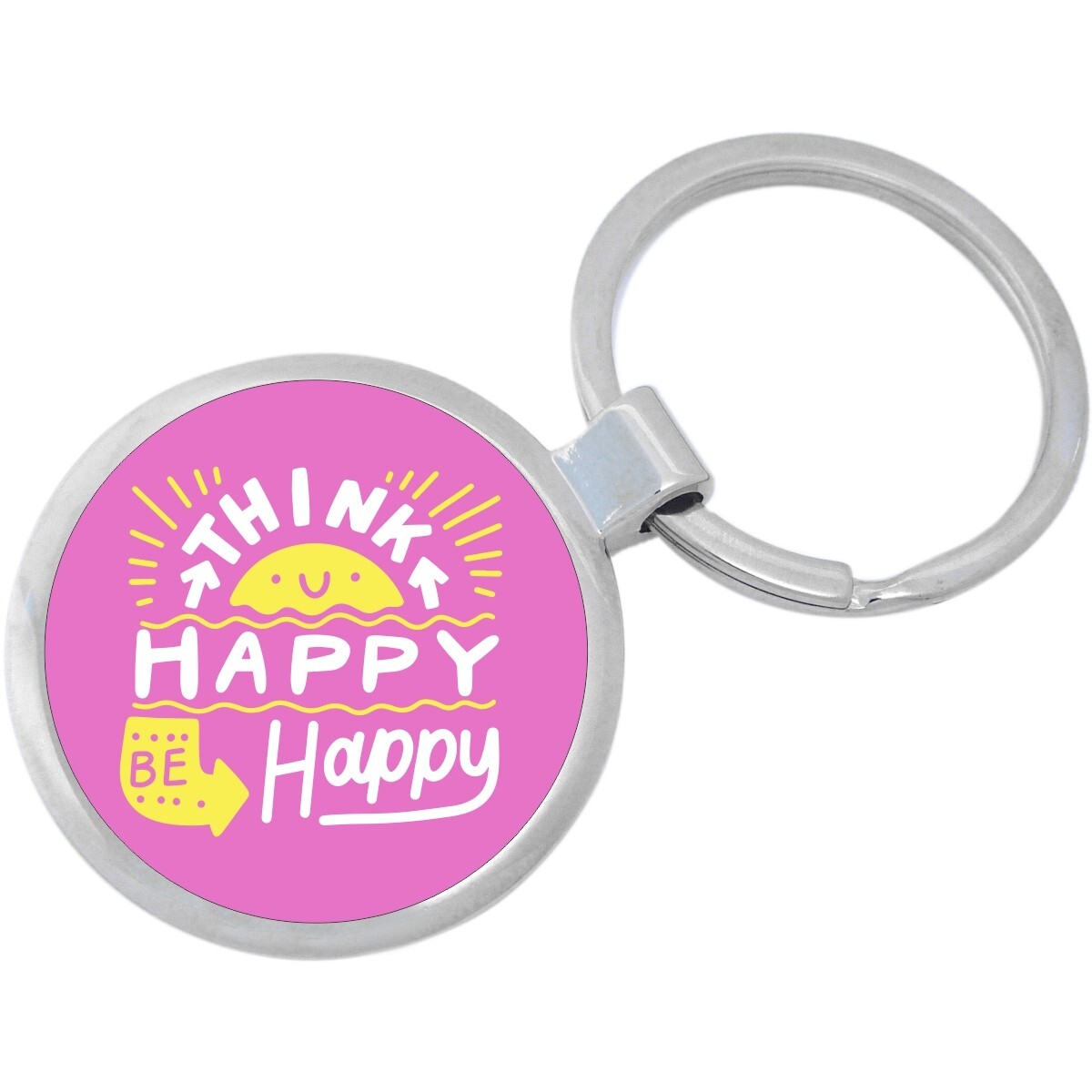 Think Happy Be Happy Keychain - Includes 1.25 Inch Loop for Keys or ...