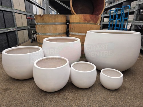 Outdoor Garden Patio Planter Pot Modstone Mega Belly Round White | eBay ...