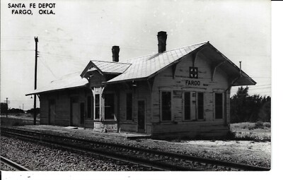 RPPC Real Photo Postcard Oklahoma Fargo Santa Fe Railroad Depot Connor ...