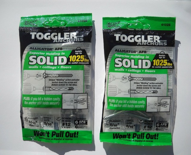 TOGGLER Alligator Af8 Flanged Solid-wall Anchor W/ Screws 6 Pack Model ...