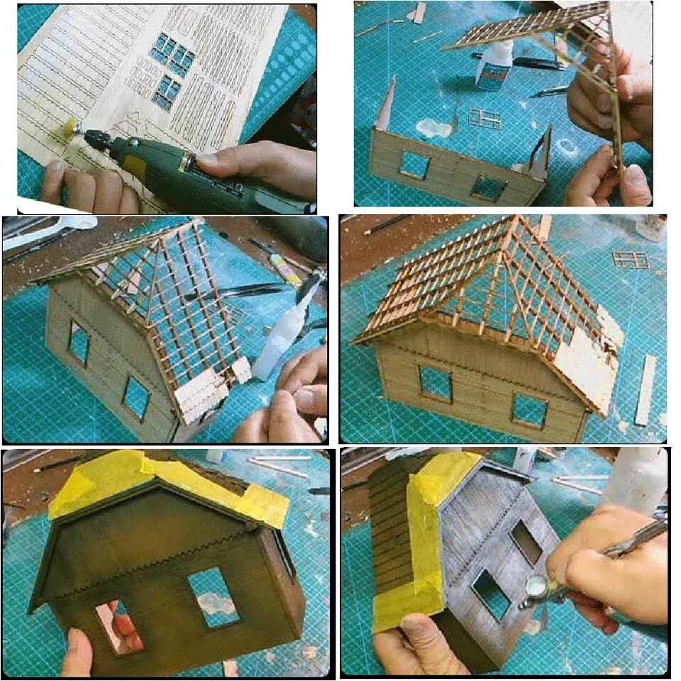 1/35 Handmade Building Model Kits Ruins House Wooden Diorama Scene ...