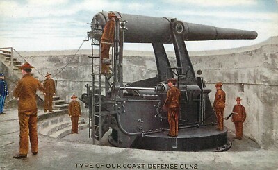 Postcard WWI US Army Coast Defense Cannon 16-inch Disappearing Gun ...
