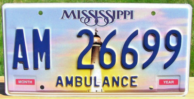 Mississippi AMBULANCE License Plate EMS EMT (RANDOM PLATE#) | eBay