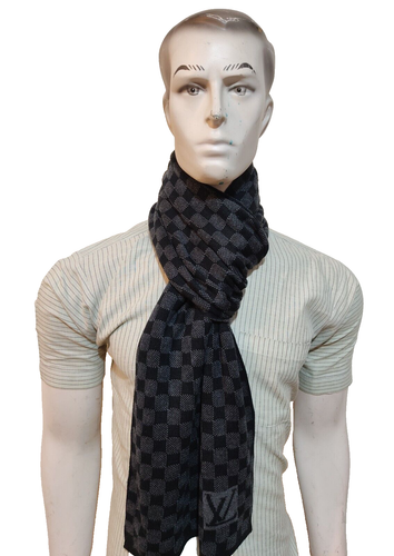 Louis Vuitton Scarf Muffler Wrap LV Echarpe Damier pattern Auth Wool ...