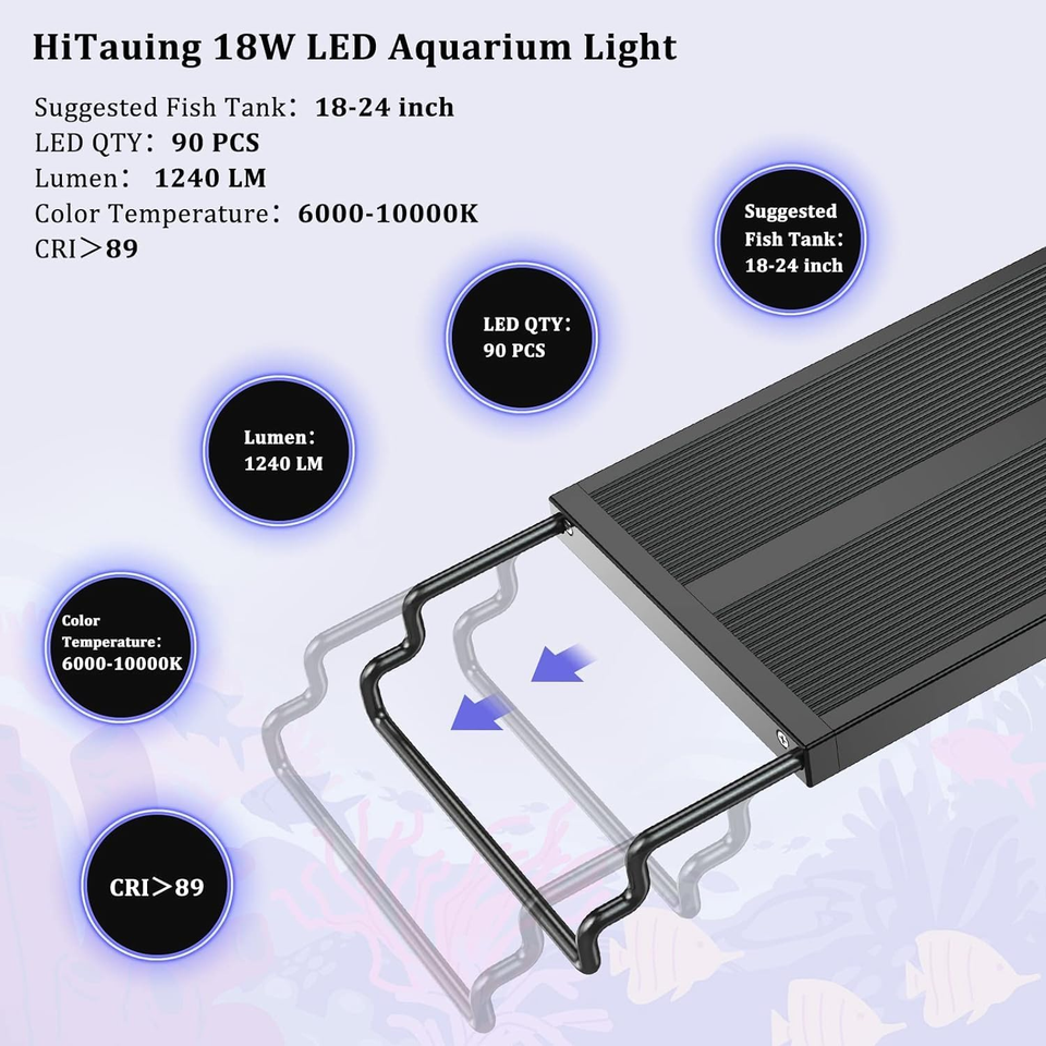 18W Led Aquarium Light with 24/7 Lighting & Adjustable Time ...