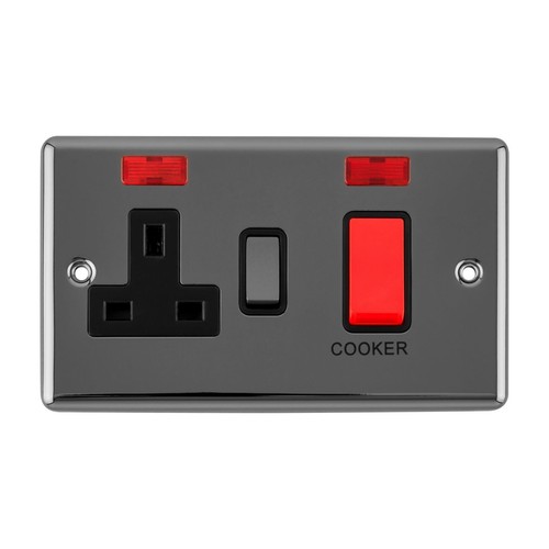 45A Cooker Switch Control Unit with Neon - Black Nickel 9311644506935 ...