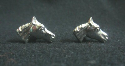 Vintage Equestrian Wild Horses Head Cufflinks Metal Silver Tone ...