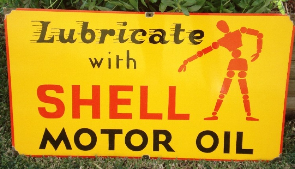SHELL STICKMAN ENAMEL SIGN REPRODUCTION (MADE TO ORDER) #62# | eBay ...