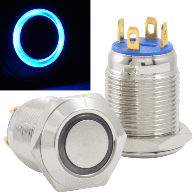 14mm Stainless Steel Momentary Push Button Switch Blue LED for sale ...