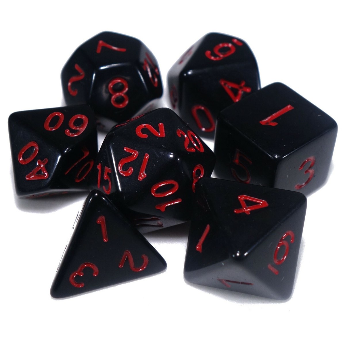 Plastic Polyhedral Dice For Board Games Gloss Black Polyhedral Dice Set ...